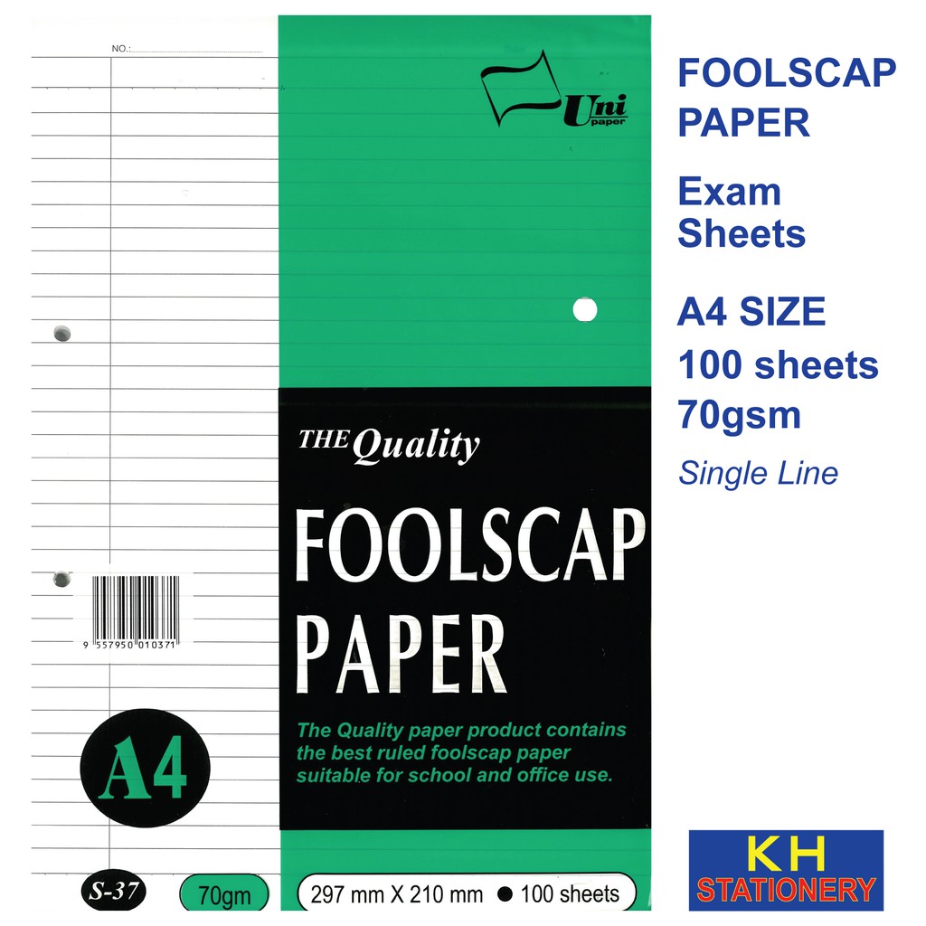 A4 FOOLSCAP PAPER / EXAM SHEETS 70gsm 100 sheets / Test Pad Paper ...