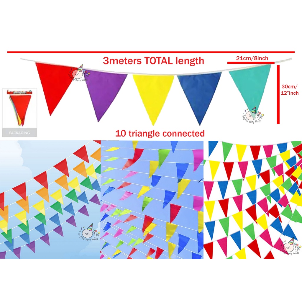 3meter Plastic Rainbow Multicolor Fiesta Party Flag Banderitas ...