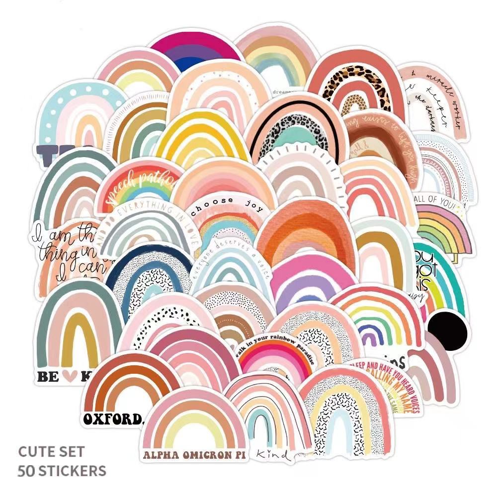xs335-50 pcs colorful rainbow bridge small fresh graffiti waterproof ...