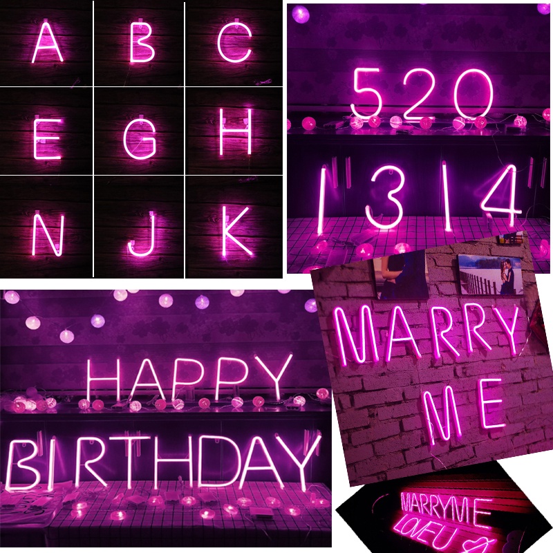 Neon Letter Sign LED Alphabet Art Lights for Wall Decor & Wedding Party ...