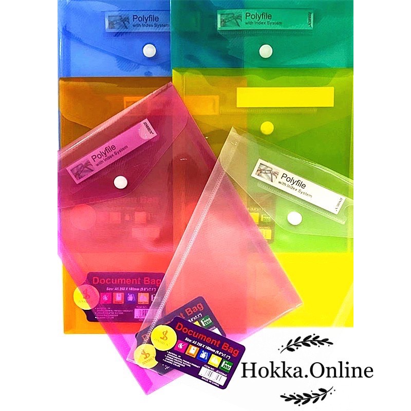 HOKKA A5 Document Envelope with Button Lock and Index System Water ...