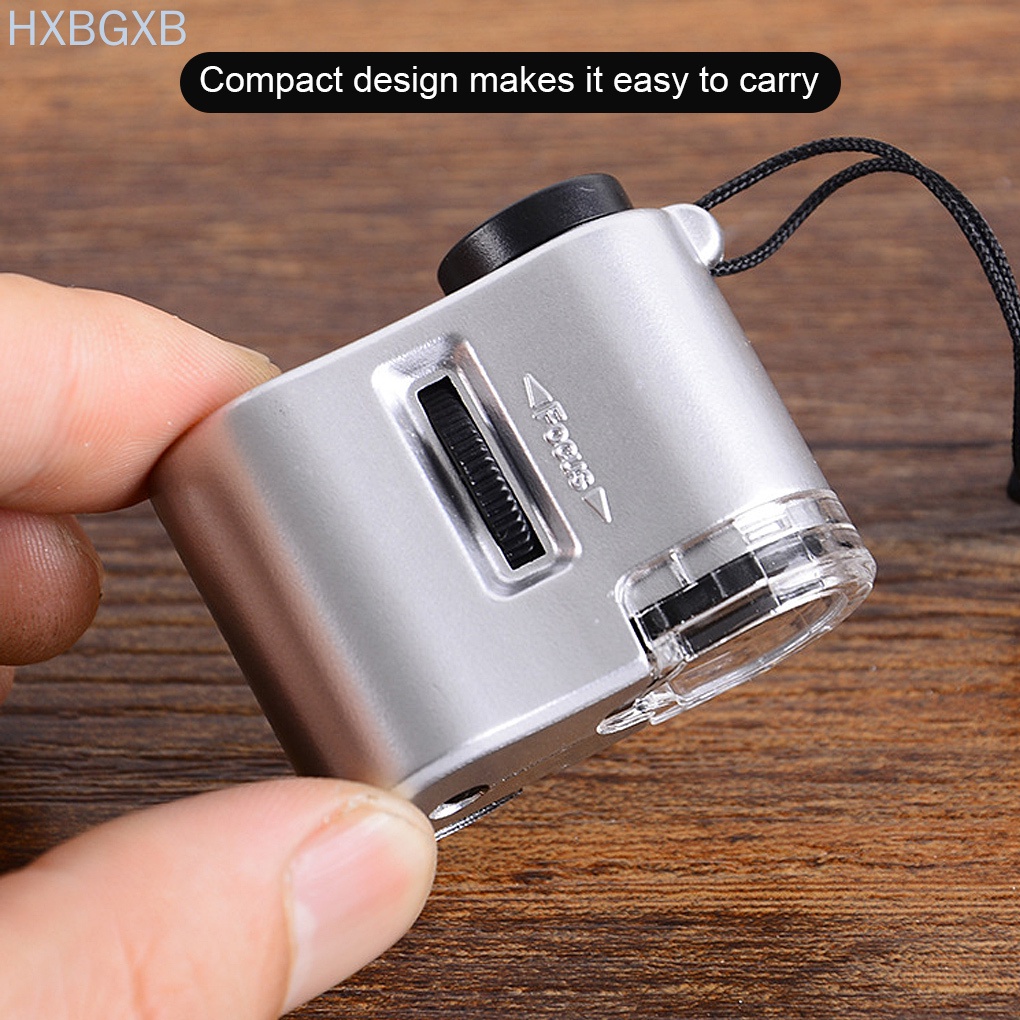 Mini Pocket Microscope Electric 60x Magnifying Glass LED UV Portable ...