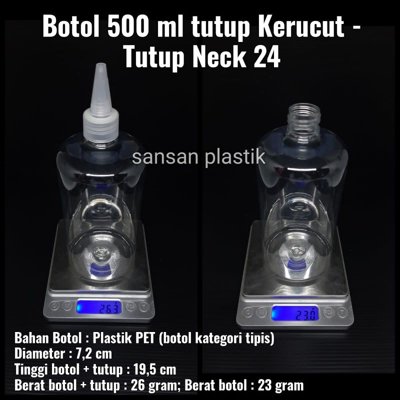 500ml Conical Neck 24 Bottle / 500 ml Conical Plastic Bottle / 500 ml ...