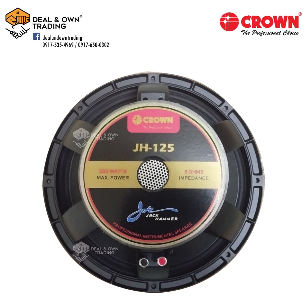 Crown JH-125 12 inch 550 Watts 8 Ohms Double Magnet High Power Professional Speaker | Shopee ...