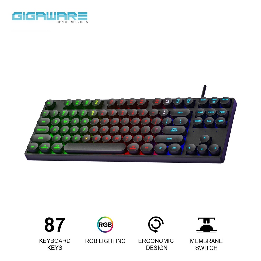 Dark Alien DK100 87 Keys Retro Punk Keyboard RGB LED Suspended Membrane Keyboard | Shopee ...