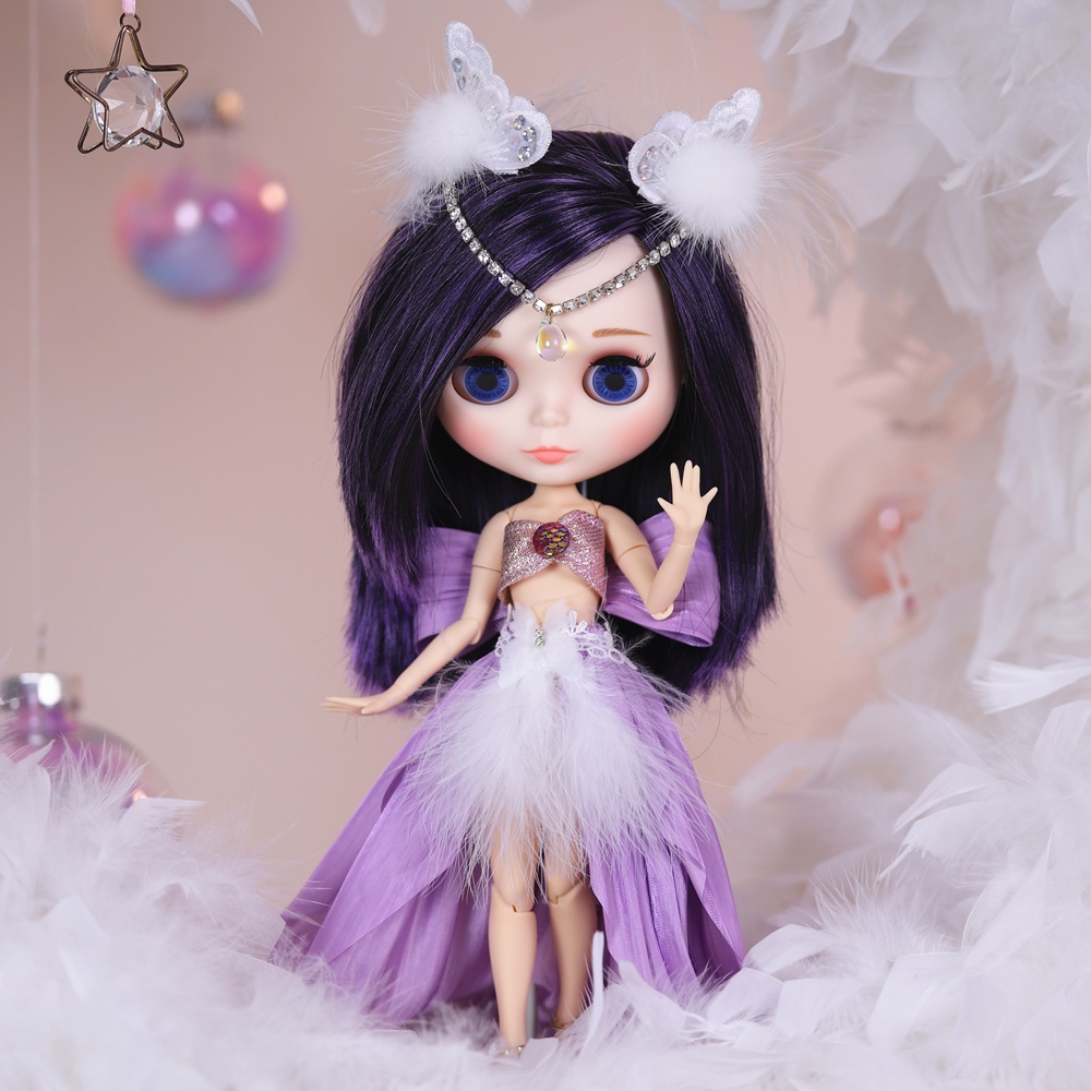ICY DBS Small Ragdoll Clothes Purple Lady Tube Top Long Skirt Headdress ...