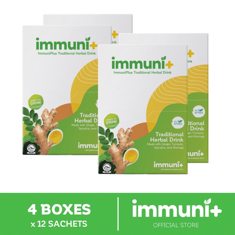 Immuni+ ImmuniPlus Traditional Herbal Drink 4 Boxes x 12 Sachets x 12ml ...