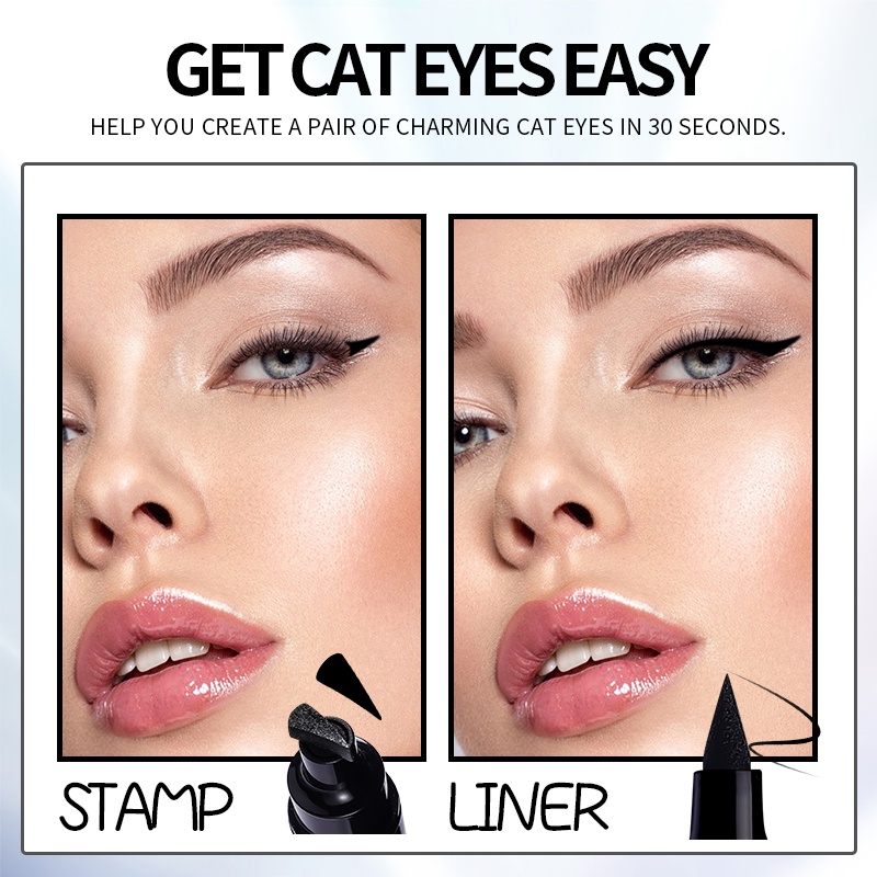 Bayfree Double Head Waterproof Winged Eyeliner Cat Eye Stamp Easy To ...