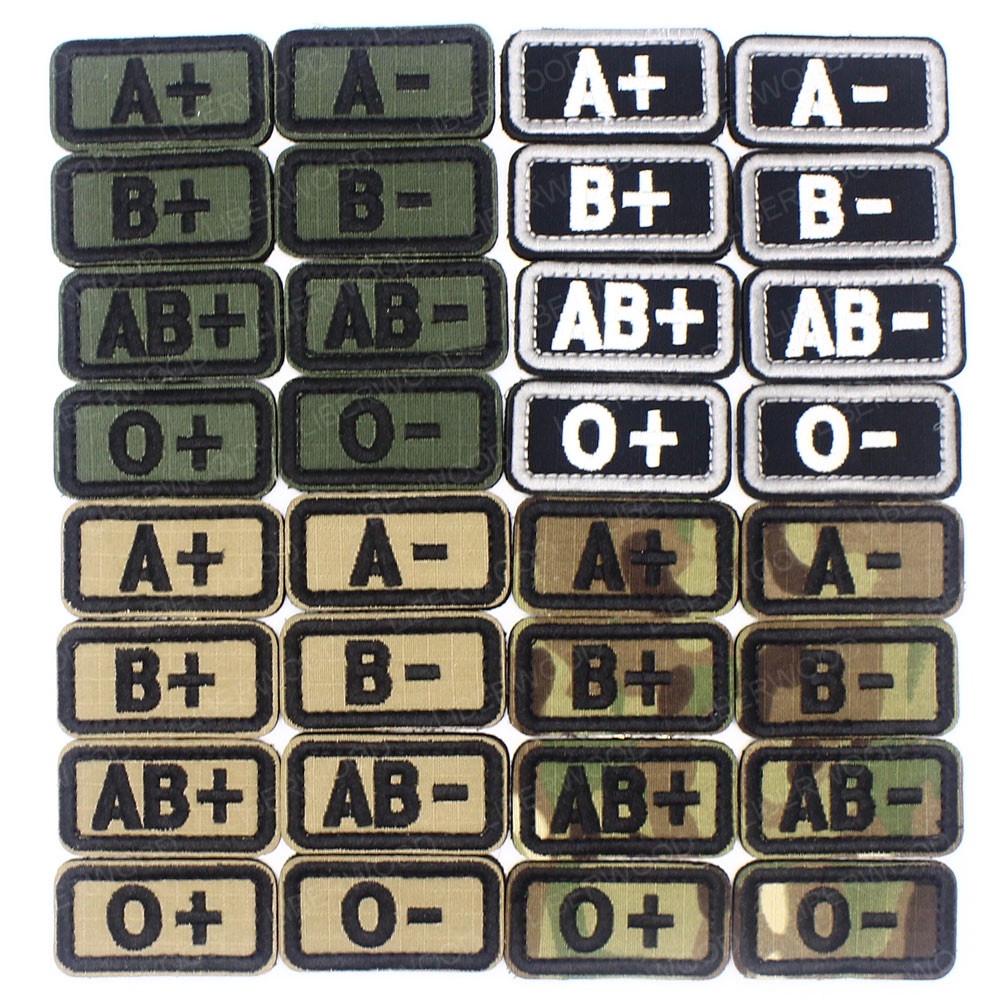 Neg Pos Blood Type Patches Embroidery Military Tactics Badge For Coat ...
