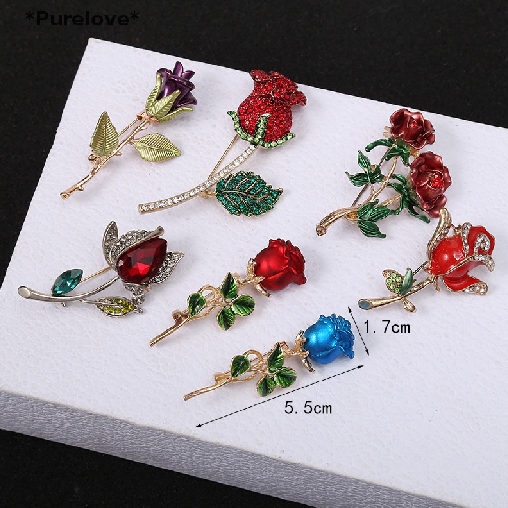 Purelove Beautiful Rose Flower Brooches Collection For Women Lady ...