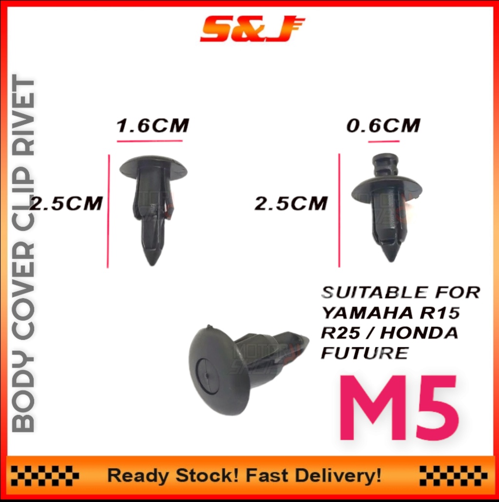 BODY COVER SET CLIP RIVET Y15 LC135 RS150 RSX Y15ZR NVX SCREW SKRU M3 ...