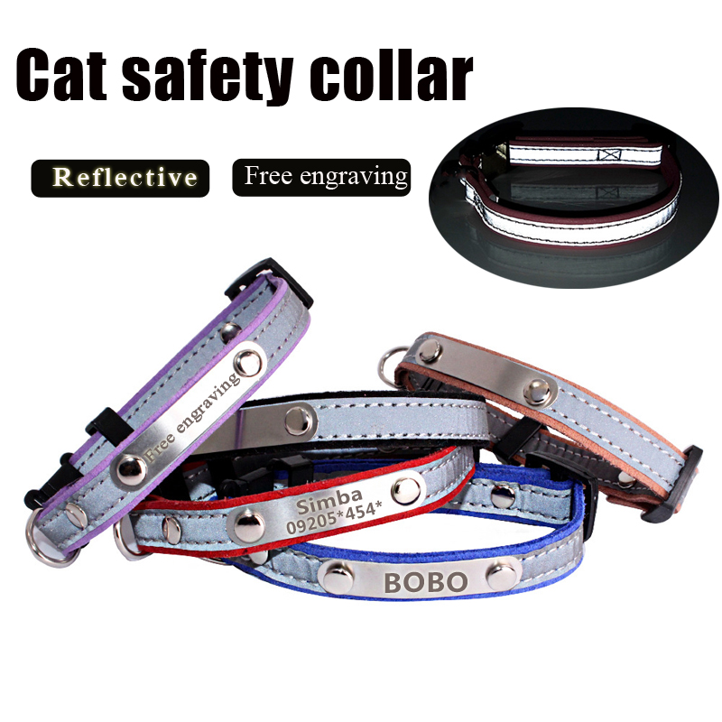 Customized cat reflective collar free laser engraving anti stray collar ...