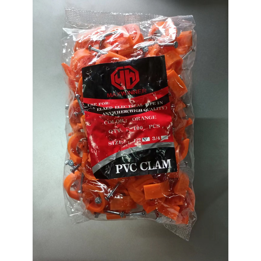 Per Pack --- PVC Clamp 1/2 AND 3/4 AND 1 w/Concrete Nail ORANGE and ...