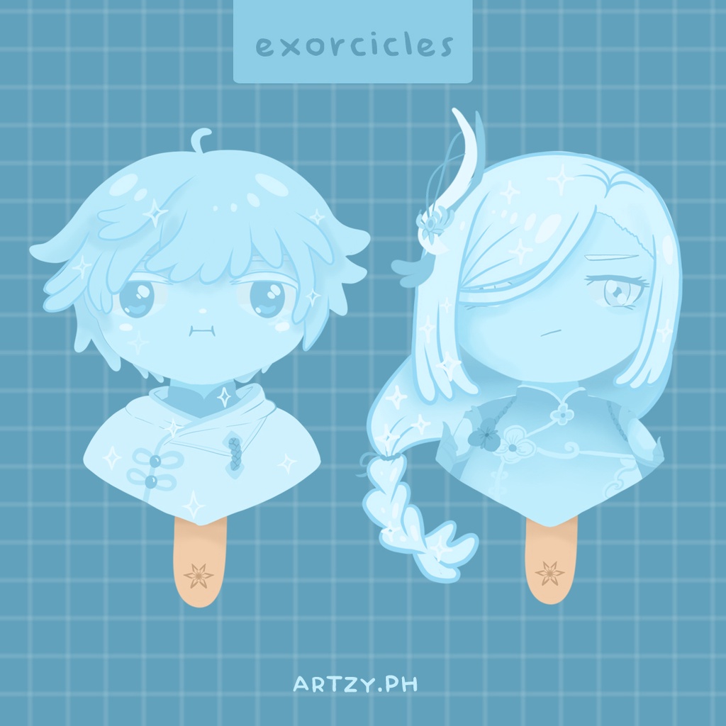 genshin impact exorcicles sticker chibi chongyun shenhe | Shopee ...