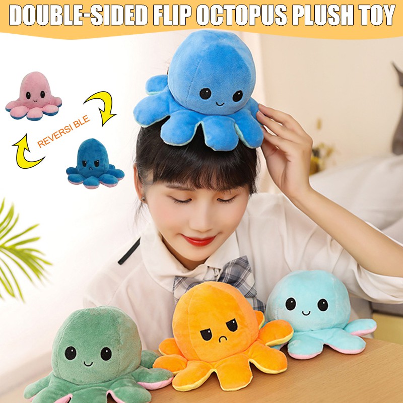 Gooday Double-sided Tiktok Reversible Color Flip Stuffed Octopus and ...