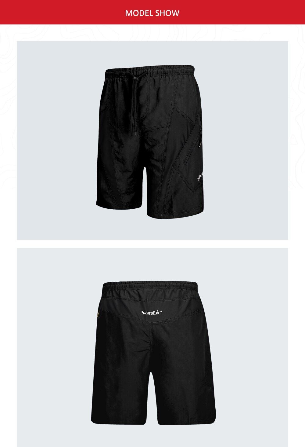 Santic Men Casual Cycling Shorts 3D Padded Coolmax Loose Fit Bike ...