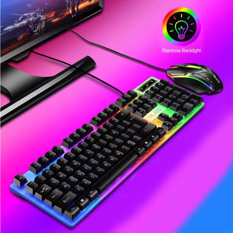 Milang T6 Gaming Wired Mechanical Feel RGB Keyboard and Mouse Set ...