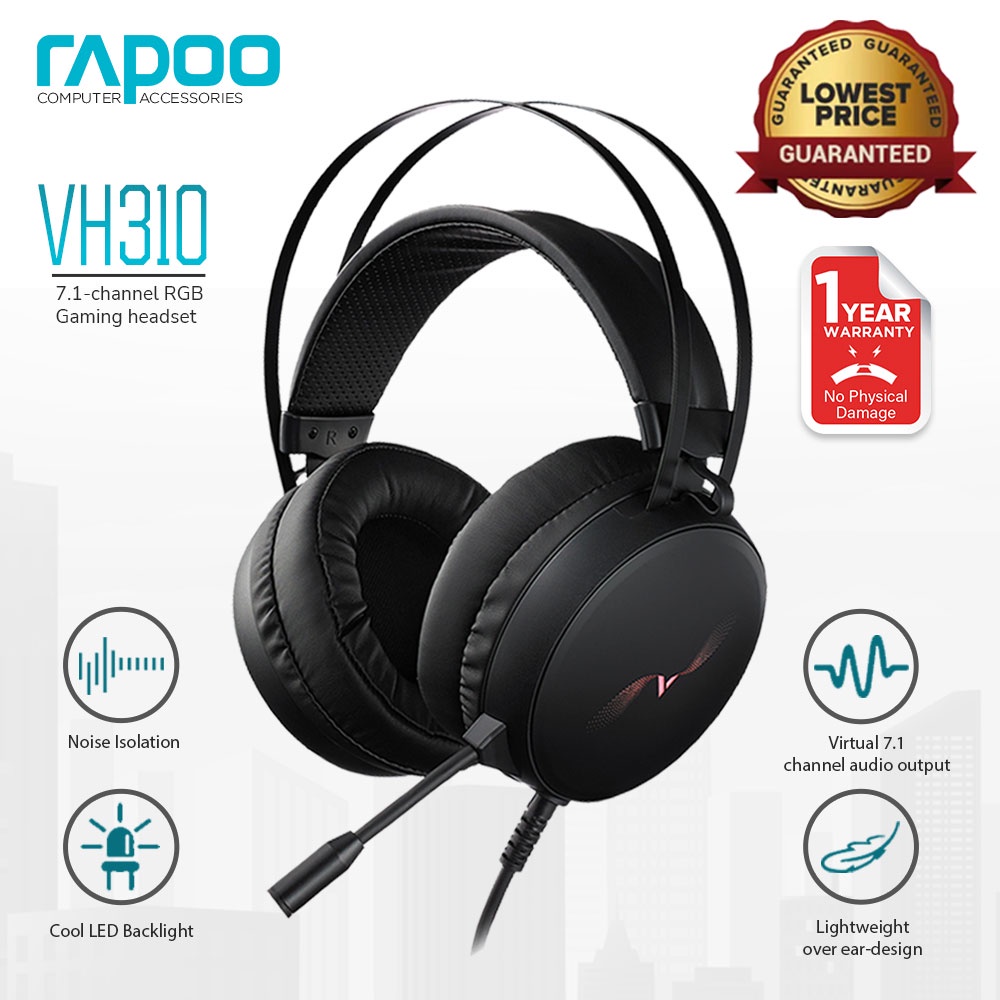 Rapoo VH310 USB 7.1 Virtual Surround Channel Gaming Headset with ...