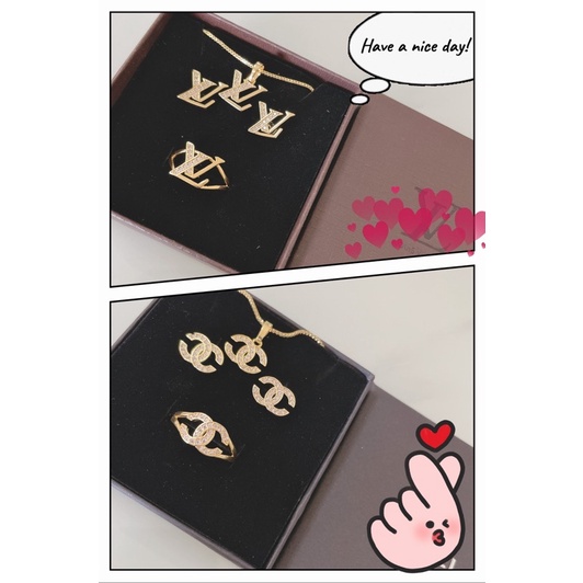 Thailand gold gold plated 3in1 set(adjustable size ring) | Shopee ...