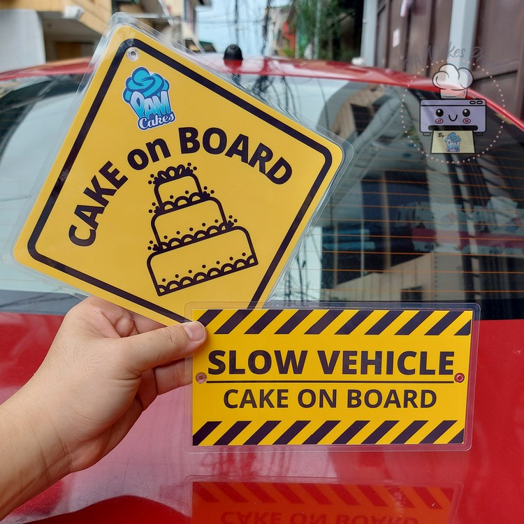 Cake On Board - SQUARE Laminated Car Signage (Non-Sticker) | Shopee ...
