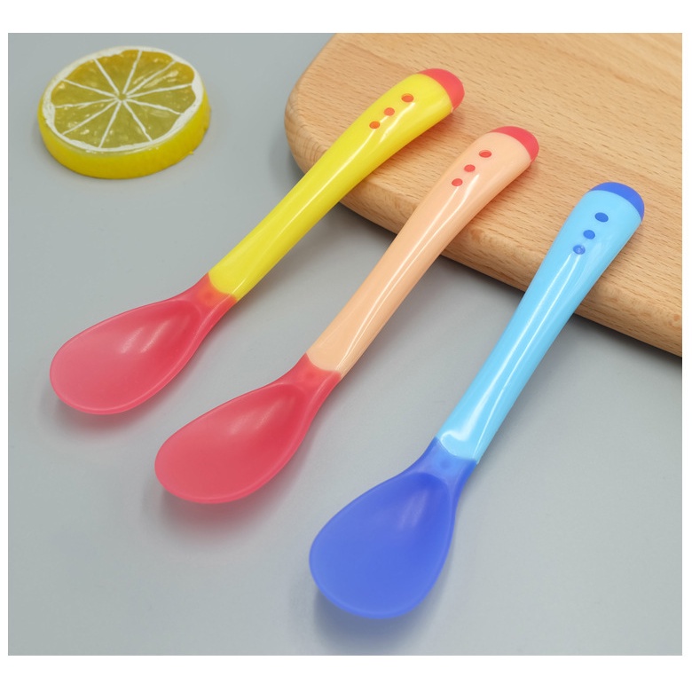 Baby Temperature Sensor Color Changing Fork Spoon / Tableware For Baby ...