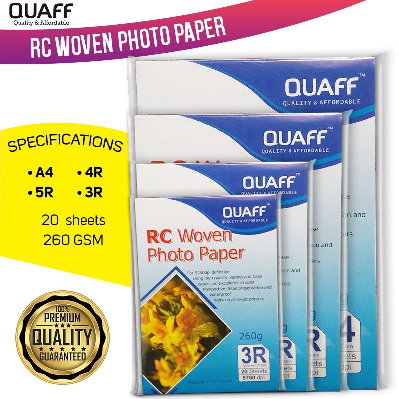 QUAFF RC WOVEN PHOTO PAPER 3R,4R,5R 260GSM 20SHEETS | Shopee Philippines