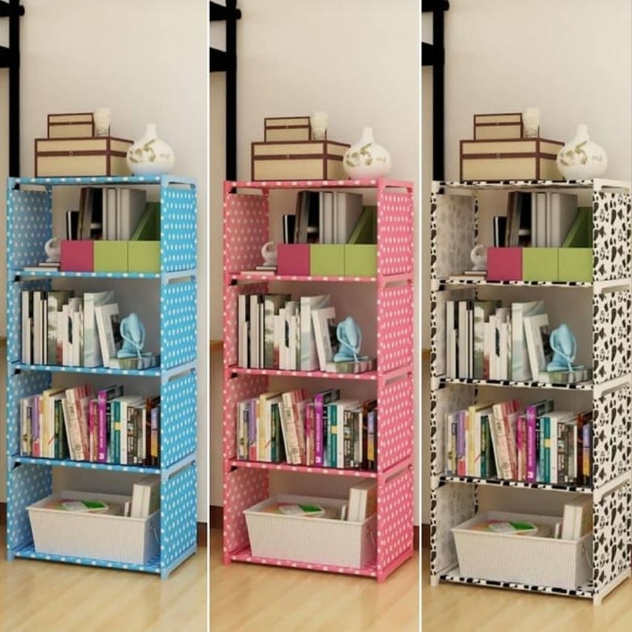 Single 4 Tier Bookshelf Minimalist Bookcase Stacking Shelves | Shopee ...