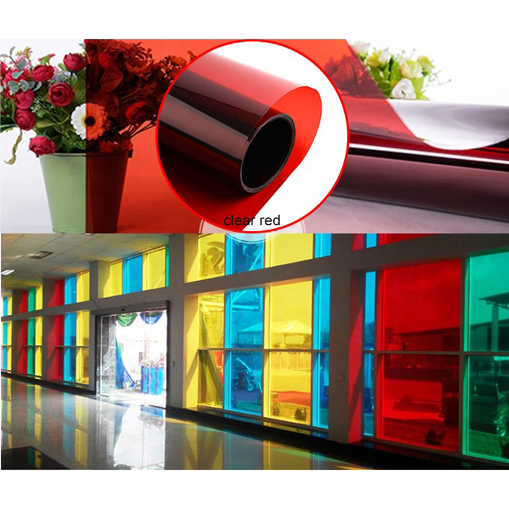 60*100cm Multi-size Clear Red Color Decorative Window Tint Film Privacy ...