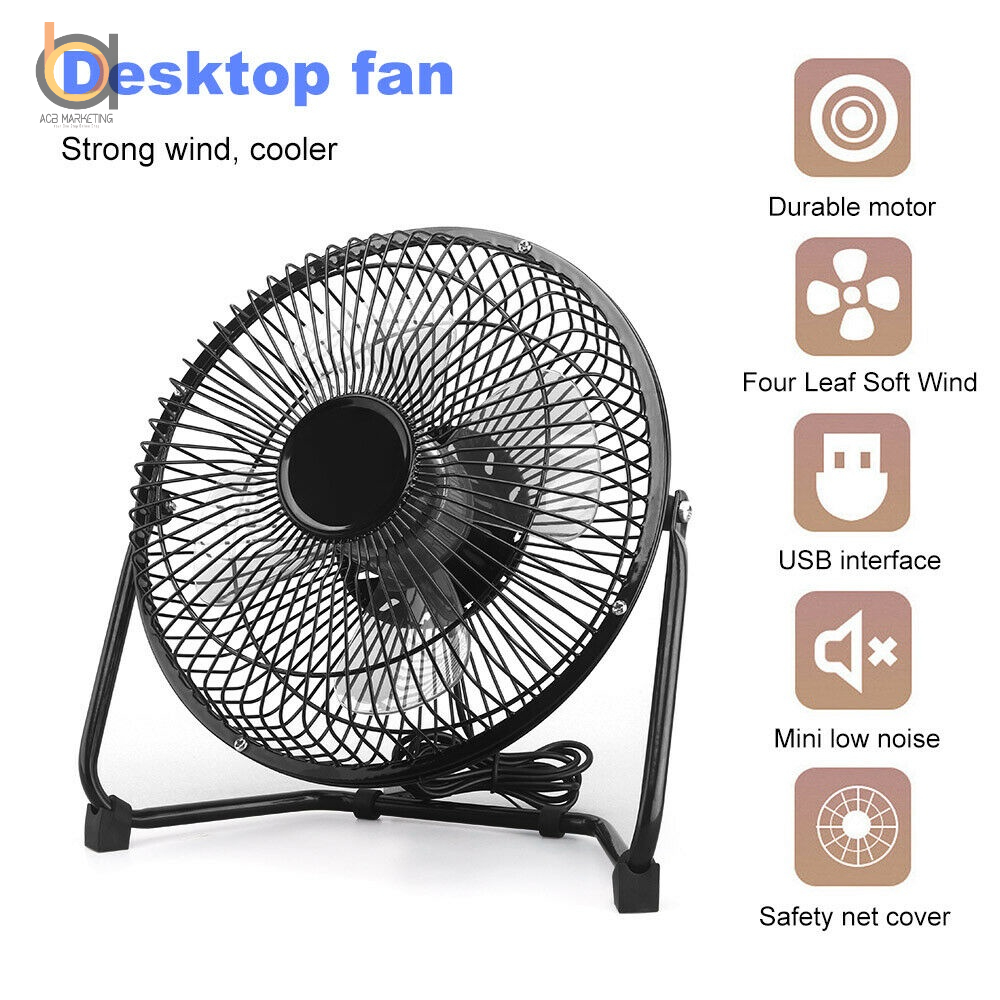307 Desk Fan Small Table Fan Metal USB Fan Mini High-Velocity Personal ...