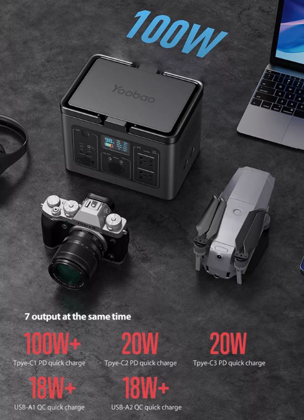 Yoobao EN700P 192000mAh AC700W PD100W Quick Charge LED Display Portable ...