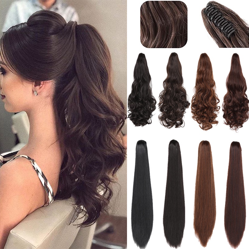 Women Wig Ponytail Long Curly Claw Ponytail Synthetic Hair Extensions ...