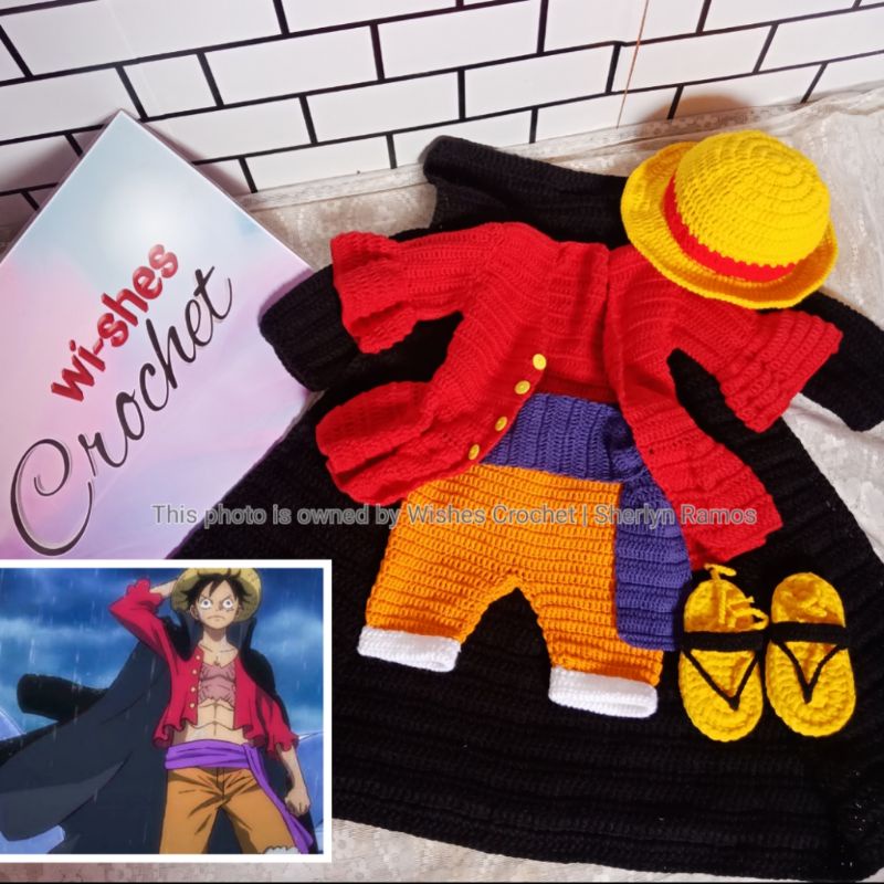 One Piece Luffy Crochet Costume for baby, Wishes Crochet | Shopee ...