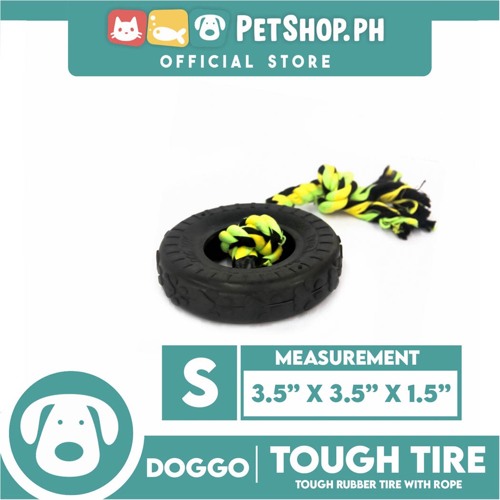 Doggo Dog Toy Tough Tire Rubber with Rope Small Size (Black) Pet Toy ...