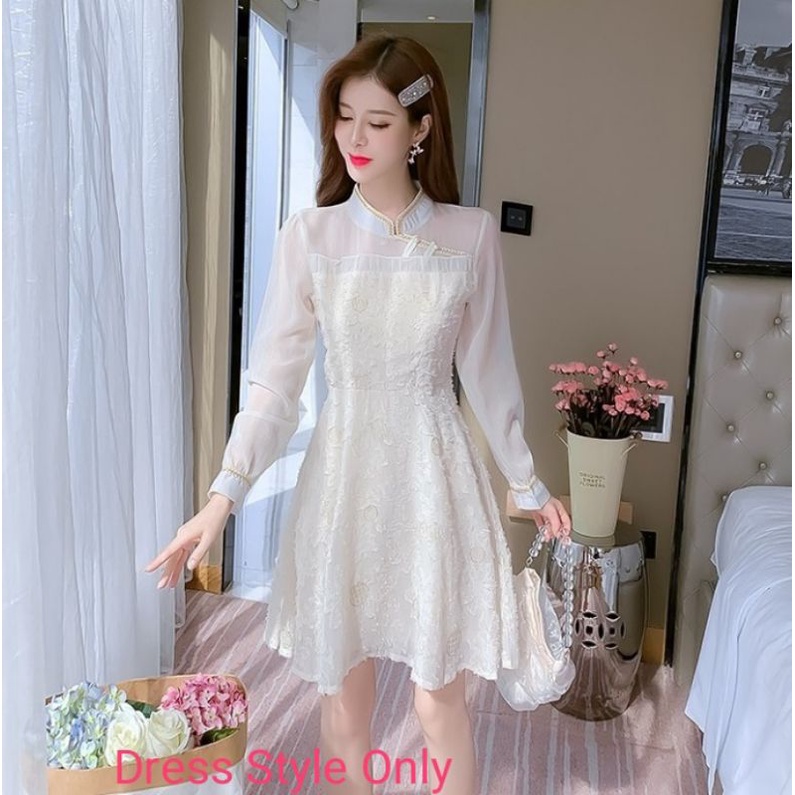 Retro Elegant Long Sleeve Sheer Chinese Dress (M- semi L) PRELOVED ...