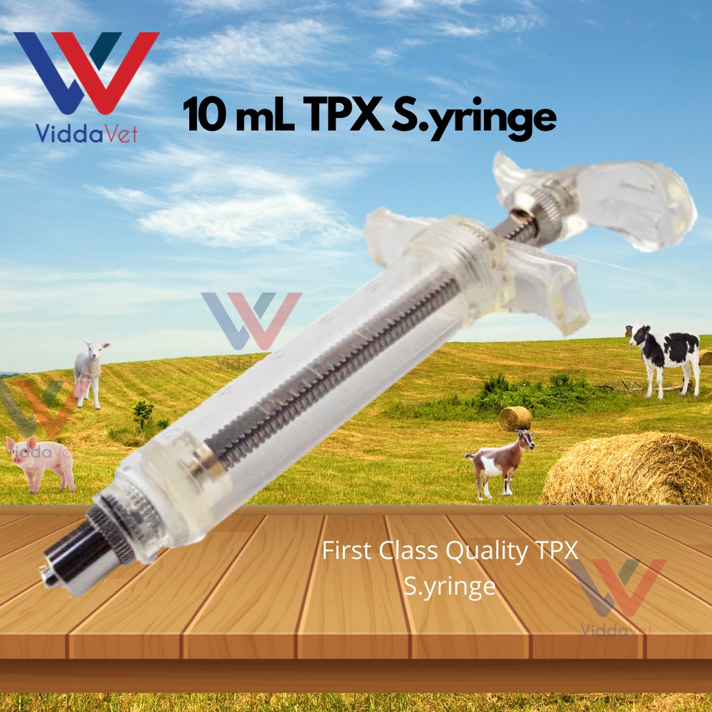 10 mL Reusable Syringe Heavy Duty with Dosage Lock for animals pets ...