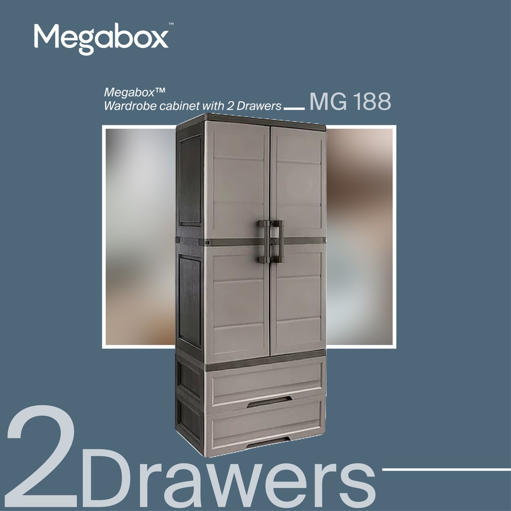 Megabox MG 188 Wardrobe Cabinet With 2 Drawers | Shopee Philippines
