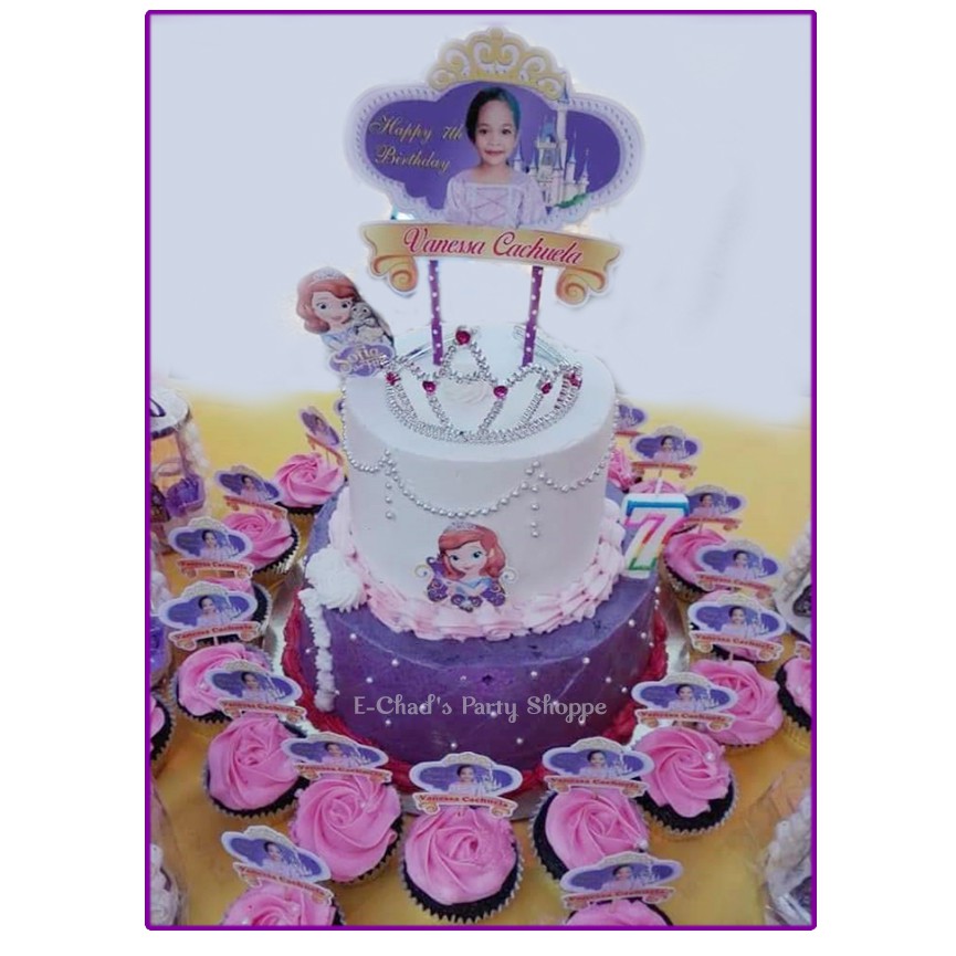 SOFIA THE FIRST TOPPER SET (1 set Cake topper & 24 pcs. Cupcake toppers ...