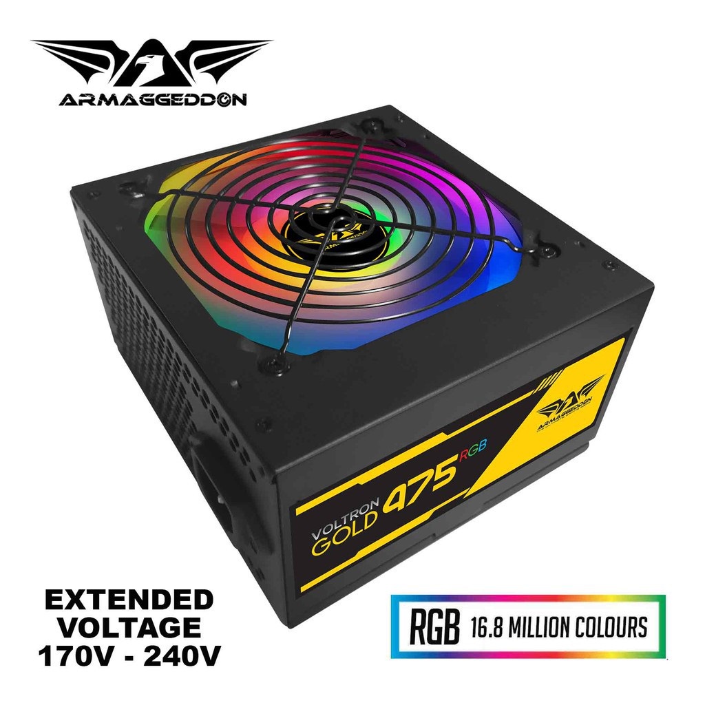 Armaggeddon Voltron Gold 475 RGB Gaming Power Supply Unit with RGB Color Silent Fan PSU | Shopee ...