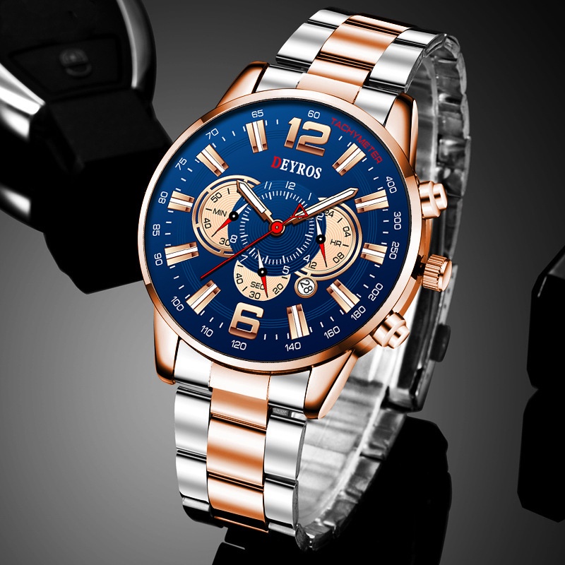 DEYROS Men's Watch Fashion Stainless Steel Quartz Watch for Men ...