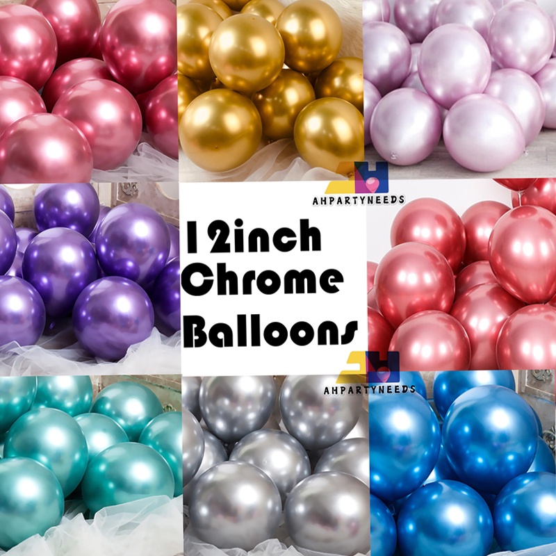 Size 12 Inches 50pcs Chrome Metallic Latex Balloons Metal Balloons ...