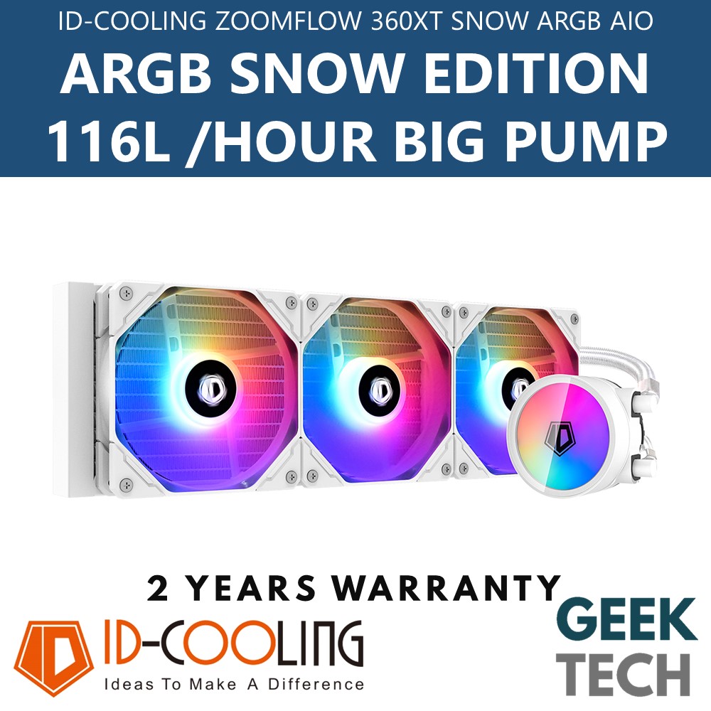 ID-COOLING Zoomflow 360 XT Snow ARGB 360mm AIO Liquid Cooler | Shopee Philippines