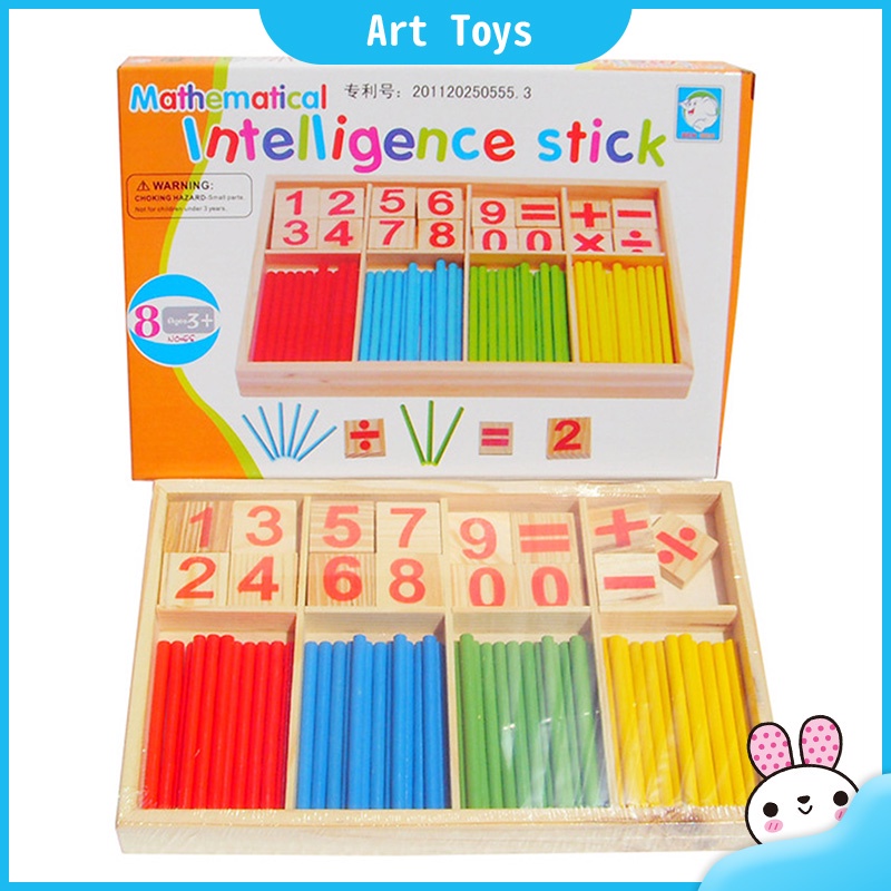 Wooden Digital Stick Counting Game Color Number Box Educationd Math Toy ...