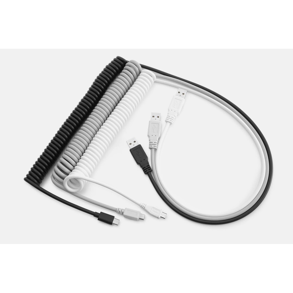 Spiral Coil Cable USB Type C Mini Micro White Gray Black 2.5 Meters ...