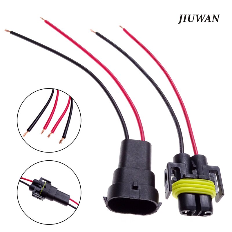 1 Pair H8 H9 H11 Male To Female Socket Plug Adapter Connector Cable ...