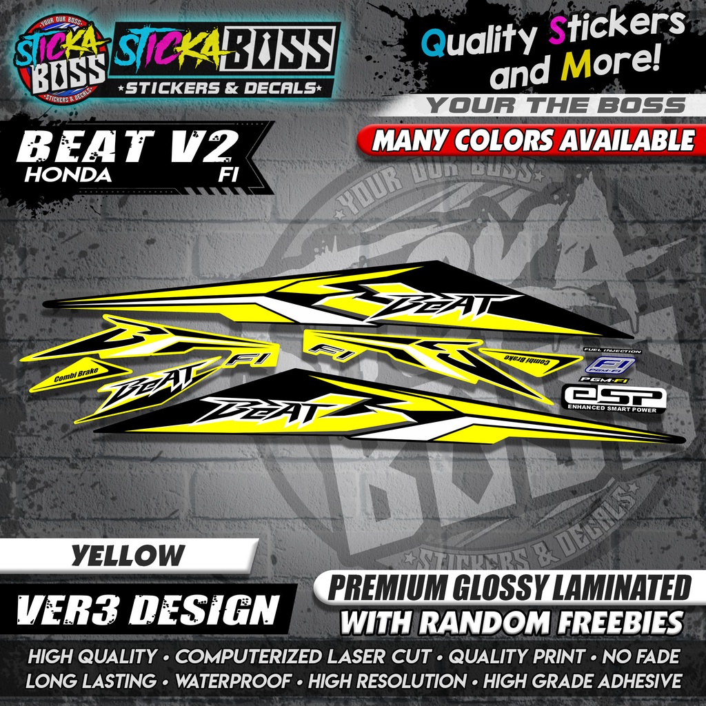 Honda Beat Fi v2 Stock Decals ( Ver3 Design )【PREMIUM GLOSSY LAMINATED ...