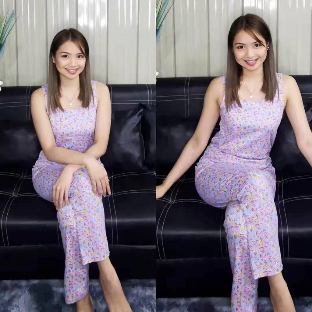 Casual suit clothing terno sleeveless top & pants pajama suit for ...