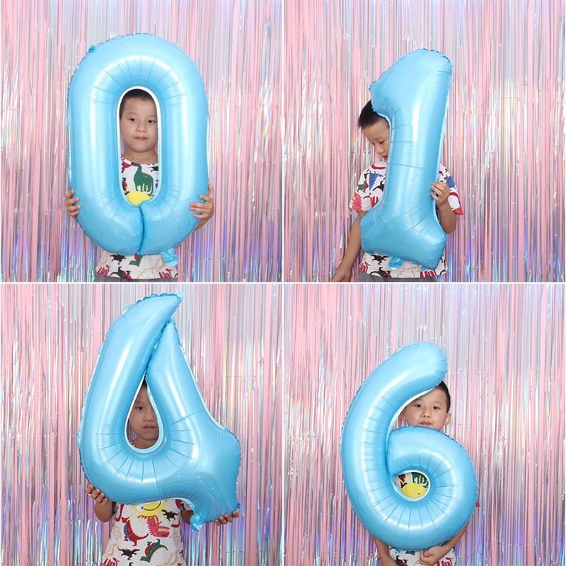32 Inch Aluminum Foil Digital Balloon Pearlescent Blue Color number ...