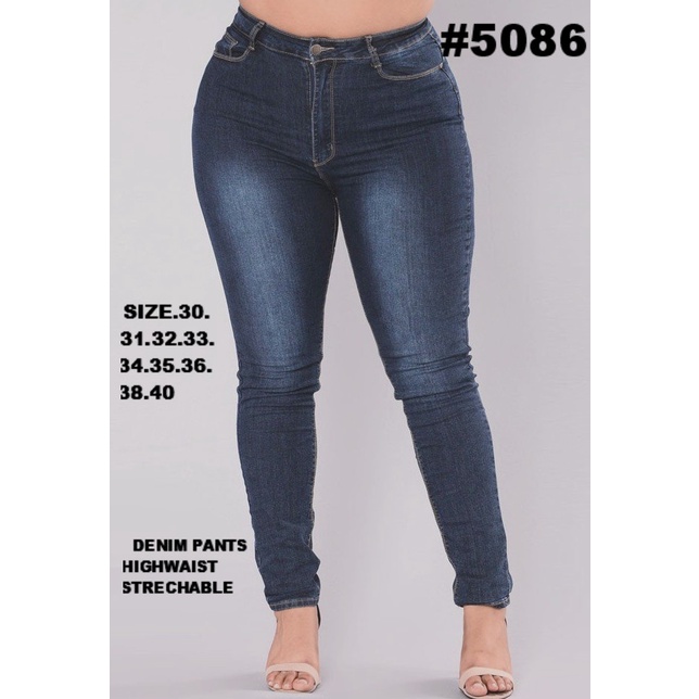#5086 High Waist AUGUST big/plus size DENIM Maong pants Strechable 30 ...
