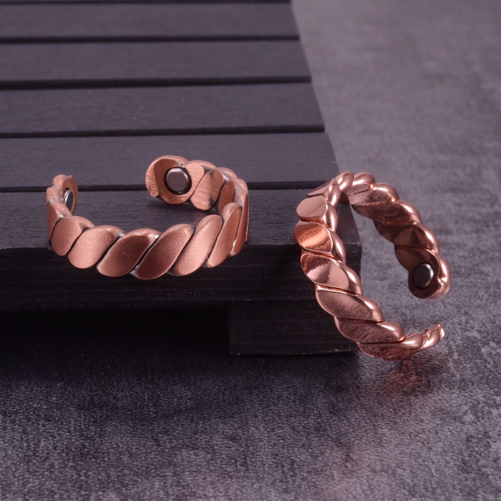 Twisted Adjustable Copper Rings Magnetic Therapy 6mm Wide Mens Ring ...