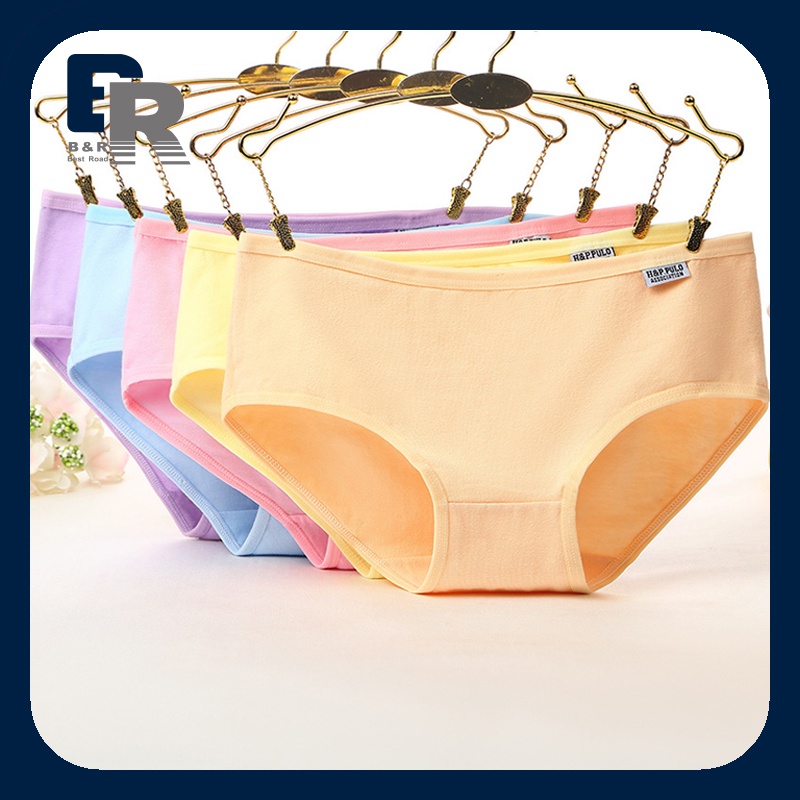 COD 2PCS Candy-colored Cotton Underwear Simple Women's Cute Korean ...